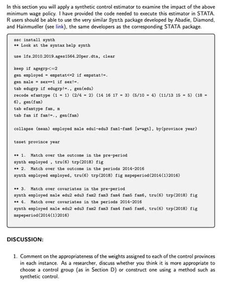 Solved In This Section You Will Apply A Synthetic Control