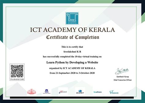 Sreelakshmi K R On Linkedin Successfully Completed Python Learning