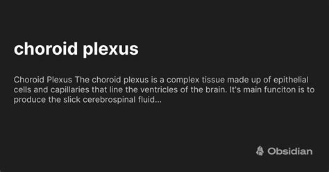 Choroid Plexus Obsidian Publish