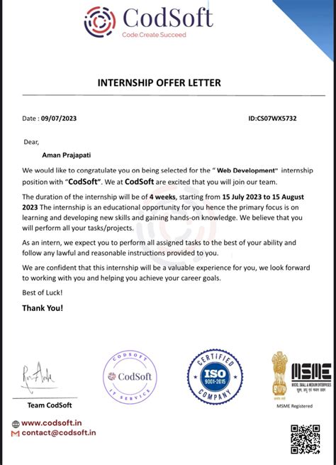 Aman Prajapati On Linkedin Grateful Internship Work Share