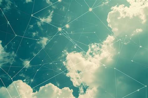 Abstract Image Of Interconnected Cloud Network Lines In A Minimalist Style Concept Technology