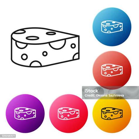 흰색 배경에 격리 된 검은 선 치즈 아이콘입니다 아이콘 다채로운 원 버튼을 설정합니다 벡터 일러스트레이션 0명에 대한 스톡 벡터 아트 및 기타 이미지 Istock