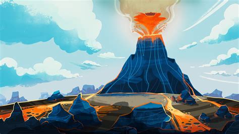 Blublu Studios Eruption Lava Volcano Digital Art Rock Artwork