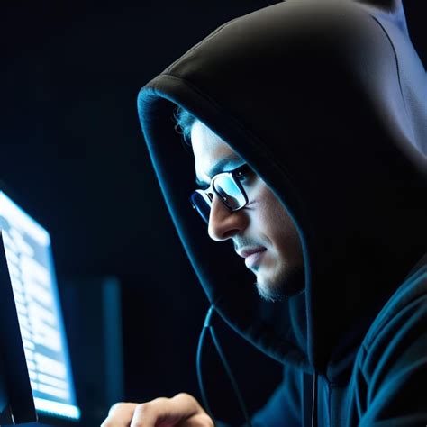 um hacker ou um vigarista encapuzado invade um computador usando