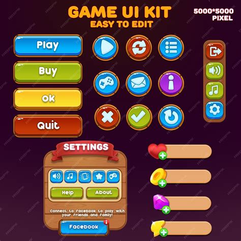 Modern Casual Game Ui Kit Design Game Ui Kit Psd Popup Game Ui Button