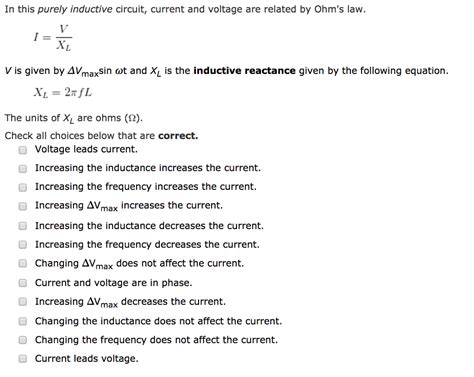 Solved In This Purely Inductive Circuit Current And Voltage Chegg Com
