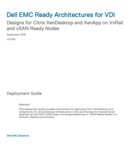Vdi Deployment Guide—citrix Xendesktop And Xenapp On Vxrail And Vsan