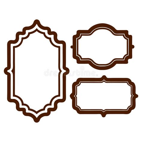 Vintage Rectangular Frame Vector Set Elegant Ornamental Border Collection Stock Vector