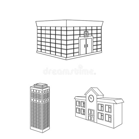 Building And Architecture Outline Icons In Set Collection For Design The Building And Dwelling
