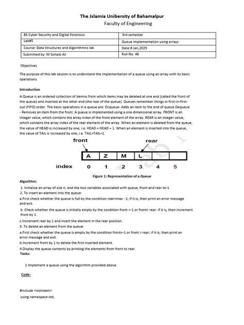 Quee Using Arry Lab 5 Pdf Queue Abstract Data Type Computer Science