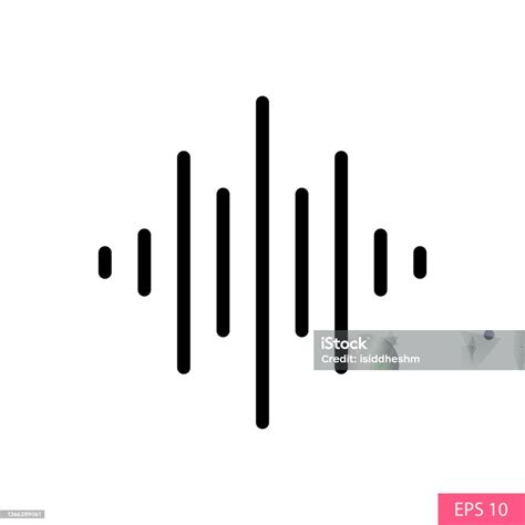 흰색 배경에 격리 된 웹 사이트 디자인 앱 Ui를위한 윤곽 선자 스타일 디자인의 사운드 웨이브 아이콘 Eps 10 벡터 일러스트레이션 누름 버튼에 대한 스톡 벡터 아트 및