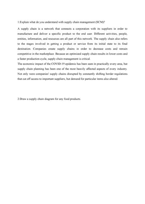 Supply Chain Q1 Assignment 1 What Do You Understand With Supply Chain Management Scm A