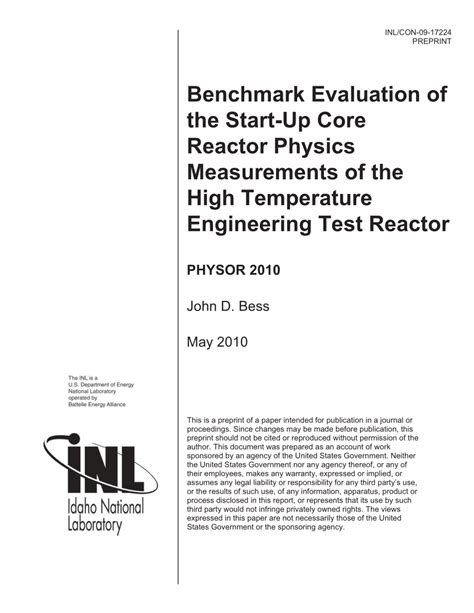 Pdf Benchmark Evaluation Of The Start Up Core Reactor Physics Measurements Of The High