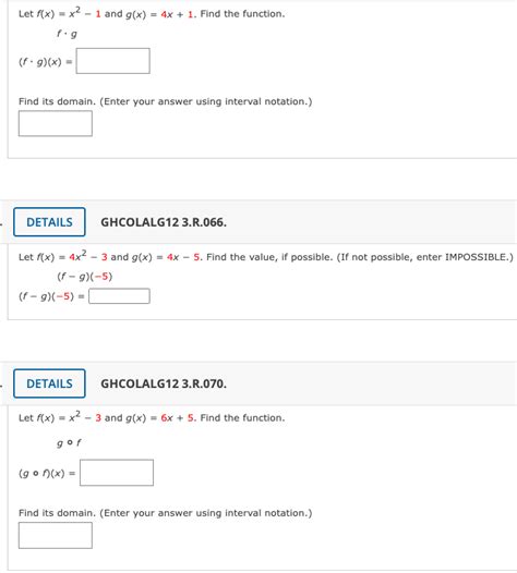 Solved Let F X X2−1 And G X 4x 1 Find The Function F⋅g