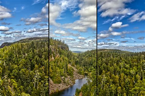 가파른 언덕과 구름 풍경 사이의 아름다운 호수 선더 베이 On 캐나다 0명에 대한 스톡 사진 및 기타 이미지 0명 강