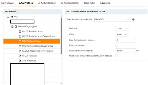 mac authentication aruba mobility master and clearpass security