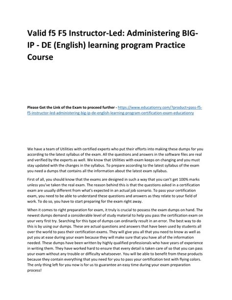 Ppt F5 F5 Instructor Led Administering Big Ip De English Learning Program Powerpoint