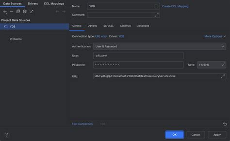Подключение к Ydb с помощью Datagrip Ydb