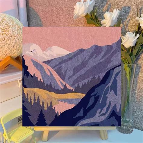 ระบายสีตามตัวเลข Diy ภาพวาดระบายสีตามตัวเลข ภาพวาดสีน้ำมันดิจิตอลใส่กรอบ20x20ซม ของขวัญ Diyดภาพ