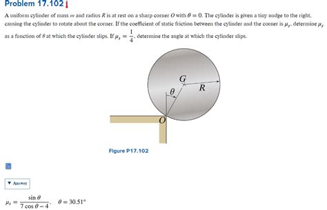 Solved A Uniform Cylinder Of Mass M ﻿and Radius R ﻿is At