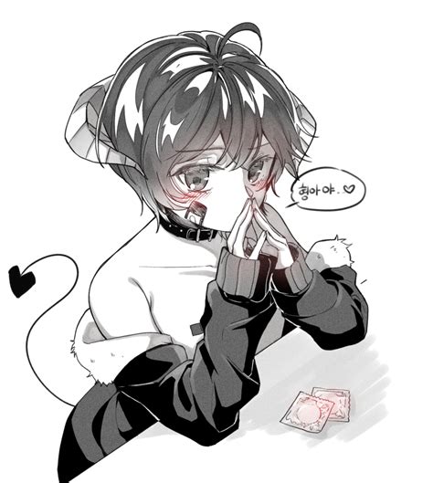 Echu Original Commentary Highres Korean Commentary Translation Request Boy Ahoge Arm