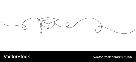 Continuous Line Graduation Cap Royalty Free Vector Image