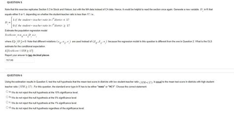 Solved Note That This Exercise Replicates Section 5 3 In