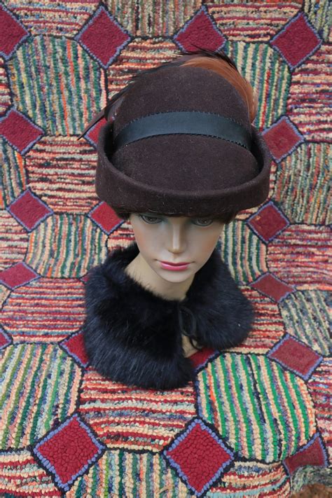 Vintage Brown Bycocket Hat Etsy