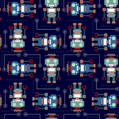 Premium Vector Vector Illustration Seamless Pattern With Robot