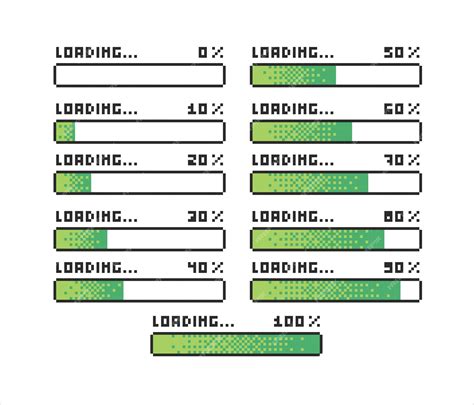 Premium Vector Pixel Art Loading Bars Set In Retro Style With Green