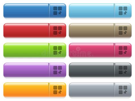 pin component icons on color glossy rectangular menu button stock