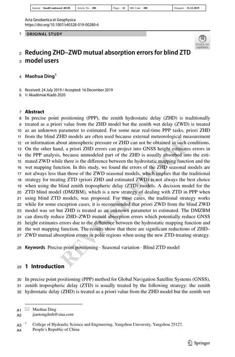 Pdf Reducing Zhd Zwd Mutual Absorption Errors For Blind Ztd Model Users