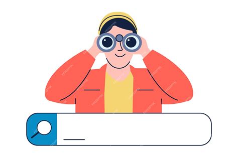 Premium Vector Browser Search Bar Concept Guy Looking In Binocular