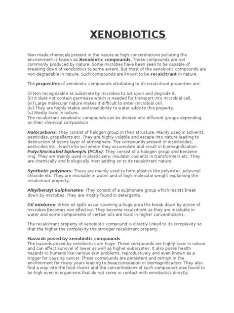 Xenobiotics Hazards Posed By Xenobiotic Compounds Pdf