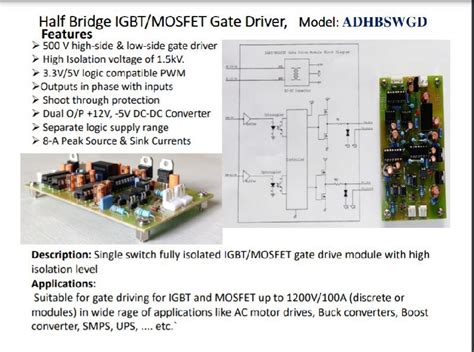 Half Bridge Igbt Mosfet Gate Driver For Electronic Lab Use Voltage