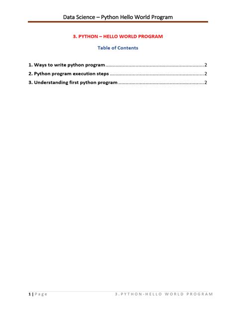 Python Hello World Program Pdf