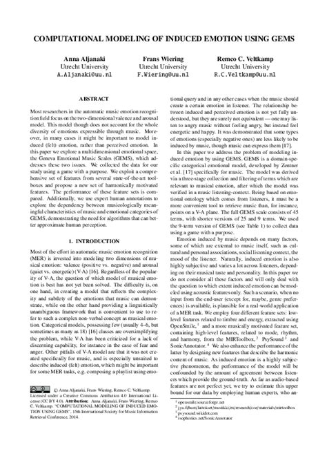 Computational Modeling Of Induced Emotion Using Gems