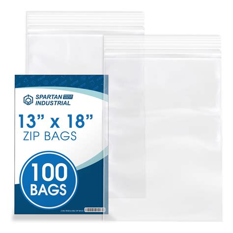 Spartan Industrial 13x18 Inch 100 Count 2 Mil Clear Sealable Ziplock