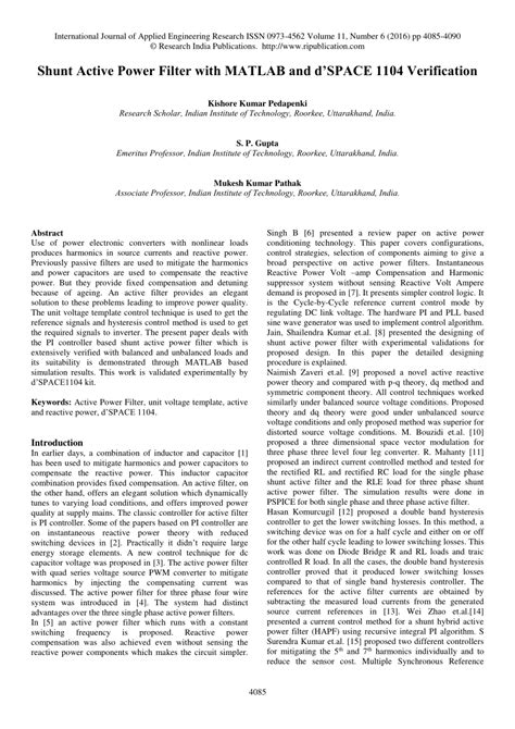 Pdf Shunt Active Power Filter With Matlab And Dspace 1104 Verification