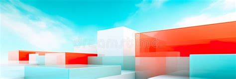 Minimalistic Background With Intersecting Shapes And A Vibrant Color Palette Stock Illustration