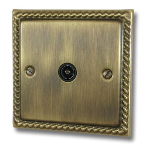 Gandh Mab35b Georgian Antique Brass Tv Socket 1 Gang
