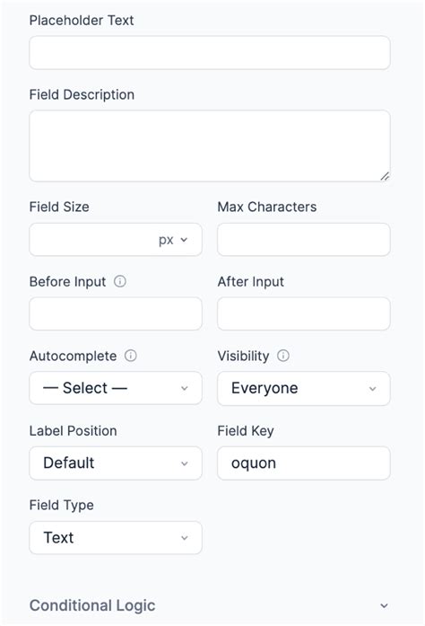Single Line Text Formidable Forms
