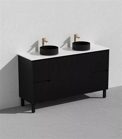 Brighton 1500mm Double Bowl Freestanding Vanity Matt Black E Renovation