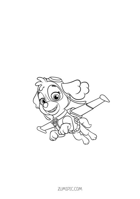Пес Патрул картинка за принтиране и оцветяване Чейс Зумипик