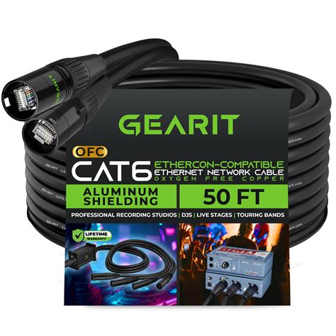 Gearit Cat6 Ethernet Cable Ethercon Compatible 50 Feet Rj45 Connectors Desertcart India