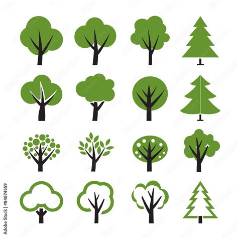 Set Of Vector Tree Stock Vector Adobe Stock