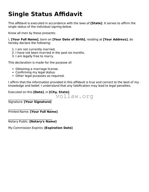 Create Your Single Status Affidavit With Our Free Form