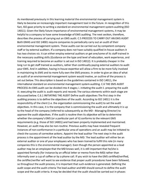 ECO Lecture Notes As Mentioned Previously In This Learning Material The Environmental