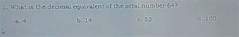 1 What Is The Decimal Equivalent Of The Studyx 1 What Is The Decimal Equivalent Of The Studyx