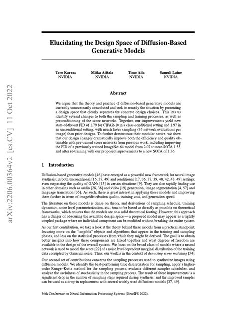 Elucidating The Design Space Of Diffusion Based Generative Models Pdf